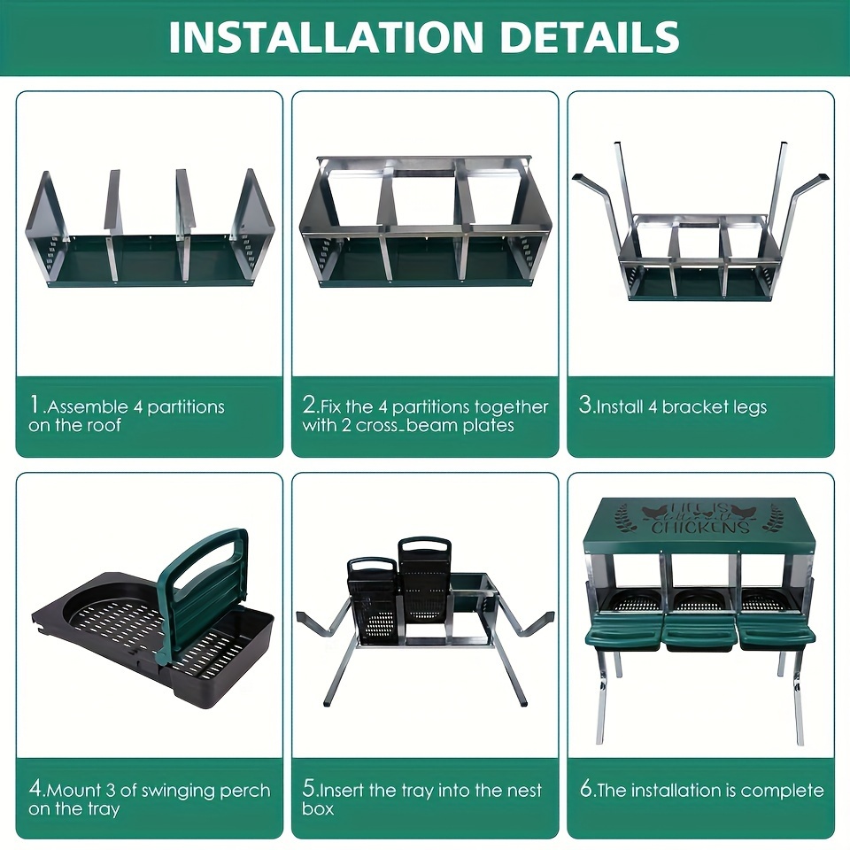 Stainless Steel 3-hole Chicken Nest Box, Heavy-duty Coop Laying Box For ...