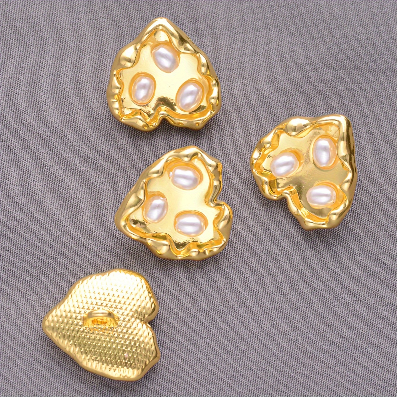 Elegant 5-pack Rose Gold & Gold Metal Buttons With Faux Pearls ...