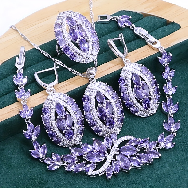 purple jewelry sets sold on Temu United States