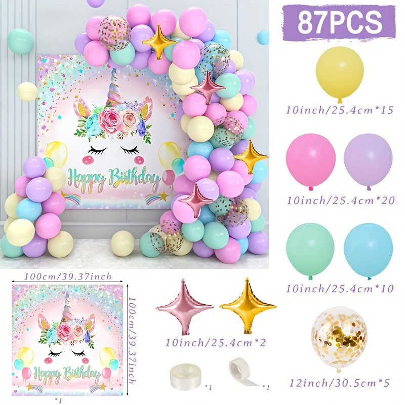 Cute Birthday Background Backdrop Balloon Set - Temu