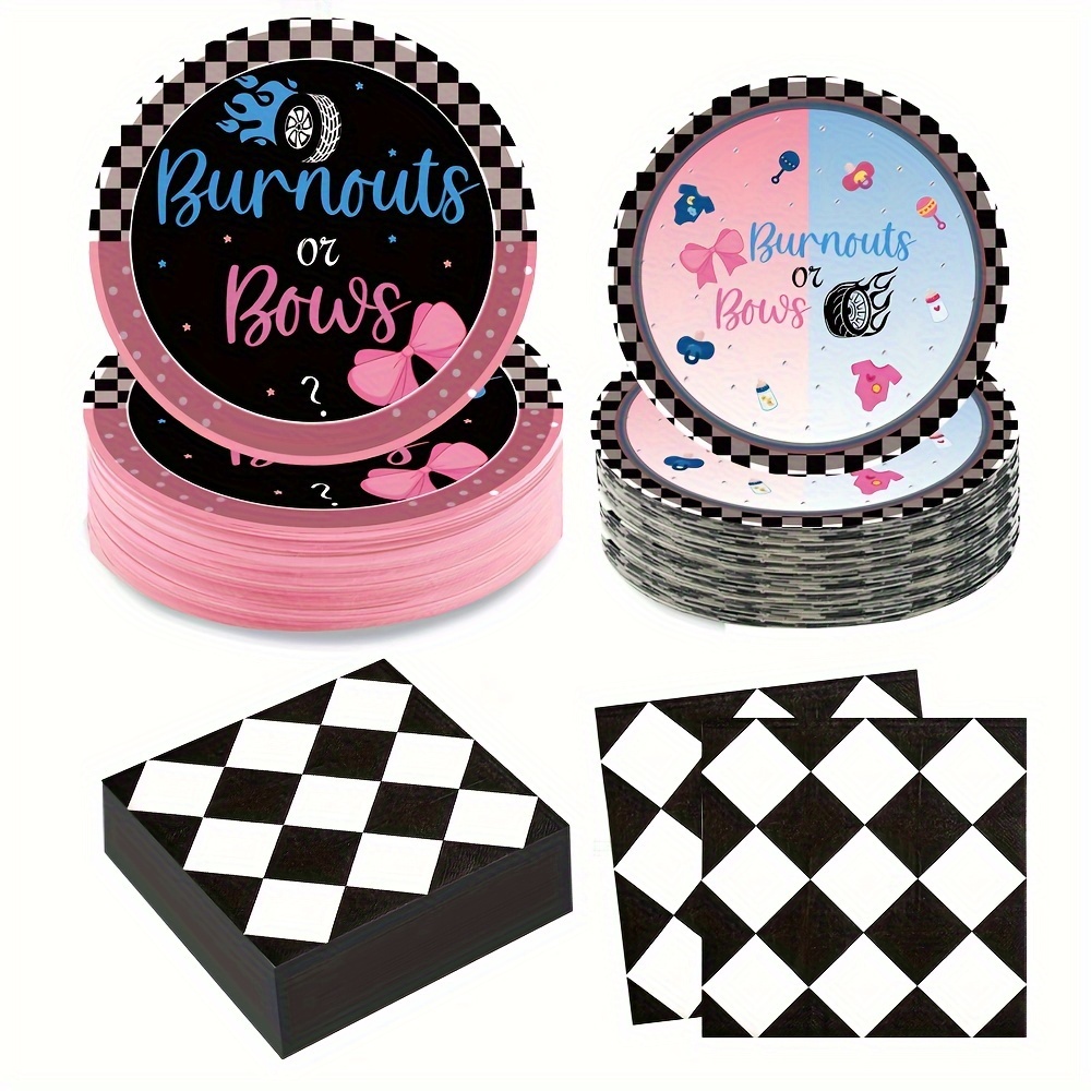 Gender Reveal Party Disposable Tableware Set – Burnouts Bows - Temu ...