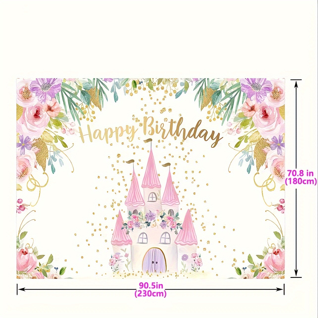 Castle Birthday Backdrop Princess Floral Birthday Party - Temu Ireland