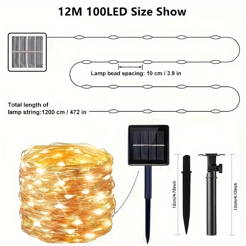 50/100/200/300 Leds Solar Copper Wire String Lights Outdoor - Temu ...
