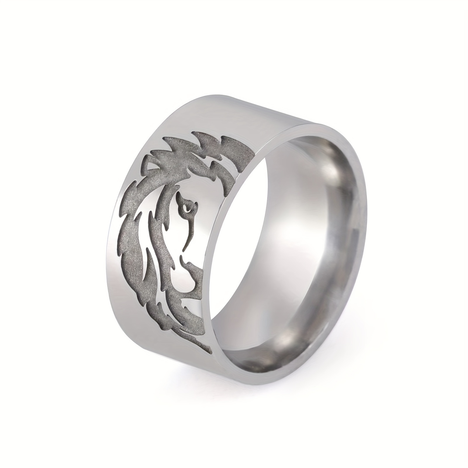 Men's Animal Lion Ring Stainless Steel Ring Fashion Finger - Temu ...