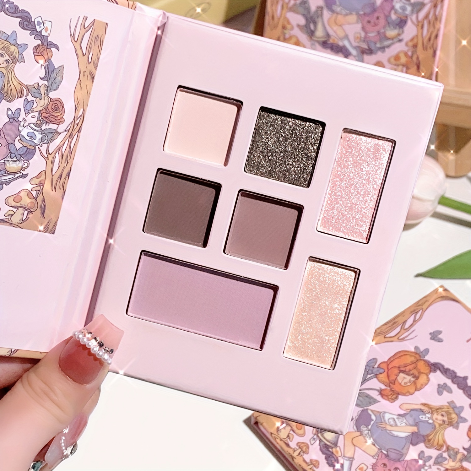 Eyeshadow Palette 7 color Matte Pearlescent Glitter Finishes - Temu