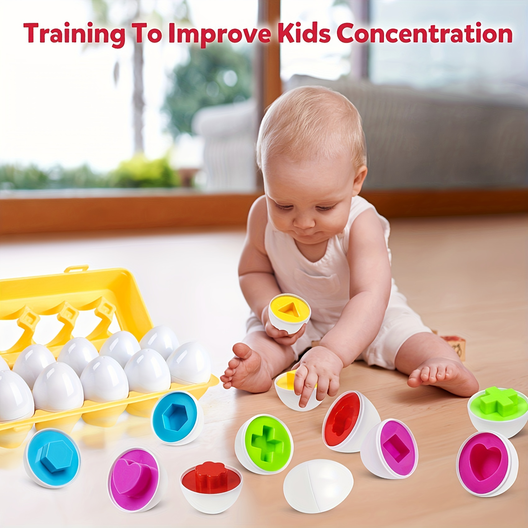 Educational Color Shape Matching Egg Toy Set Plastic Sorting - Temu
