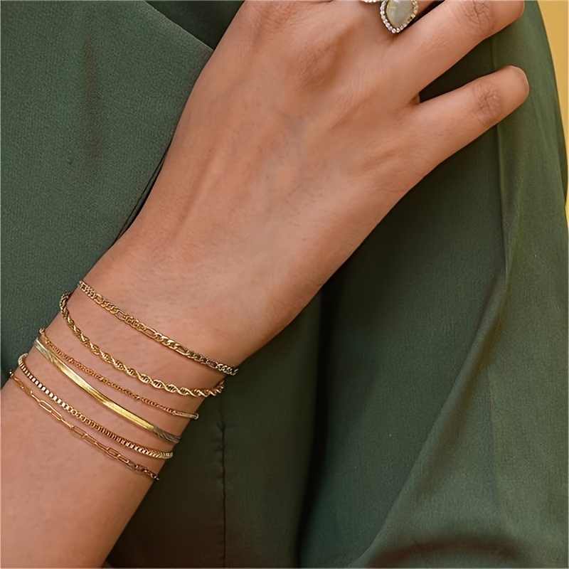 Stackable Thin Chain Bracelet Jewelry Set - - Temu United Arab Emirates