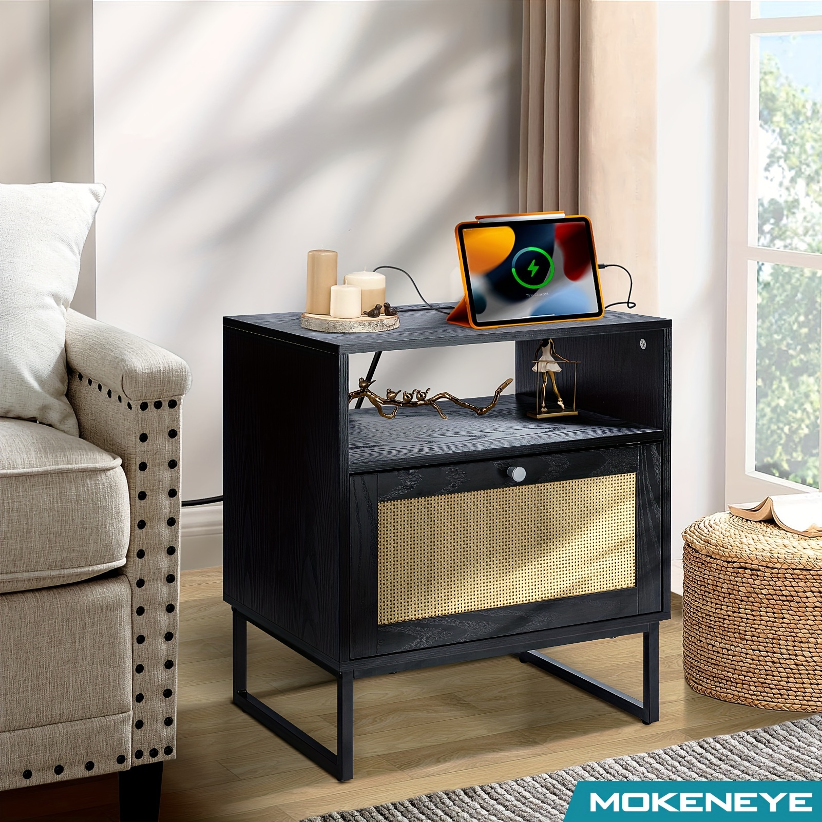 Black boho nightstand store