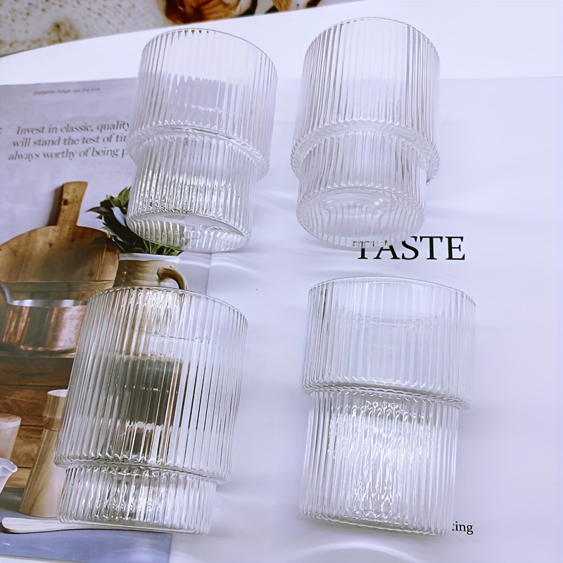 Vintage Ribbed Glassware Set Vertical Striped Drinking Cup - Temu Australia