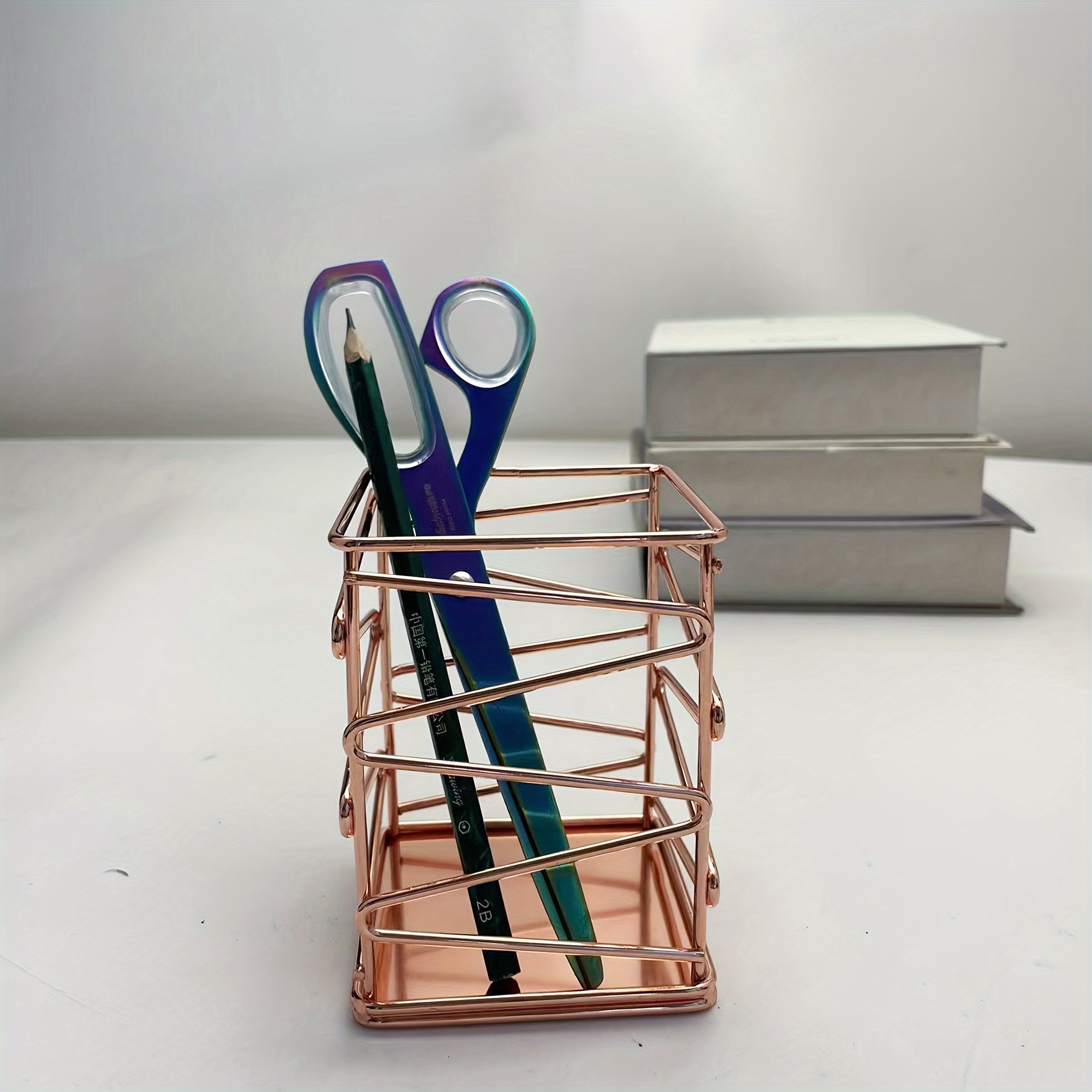 Metal Iron Pen Holder Desktop Storage Finishing Basket - Temu