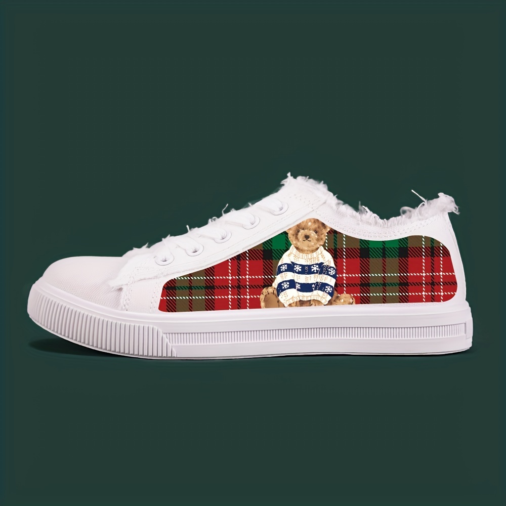 Unisex Teenager's Kid's Toy Bear Plaid Graphic Print Low Top - Temu ...