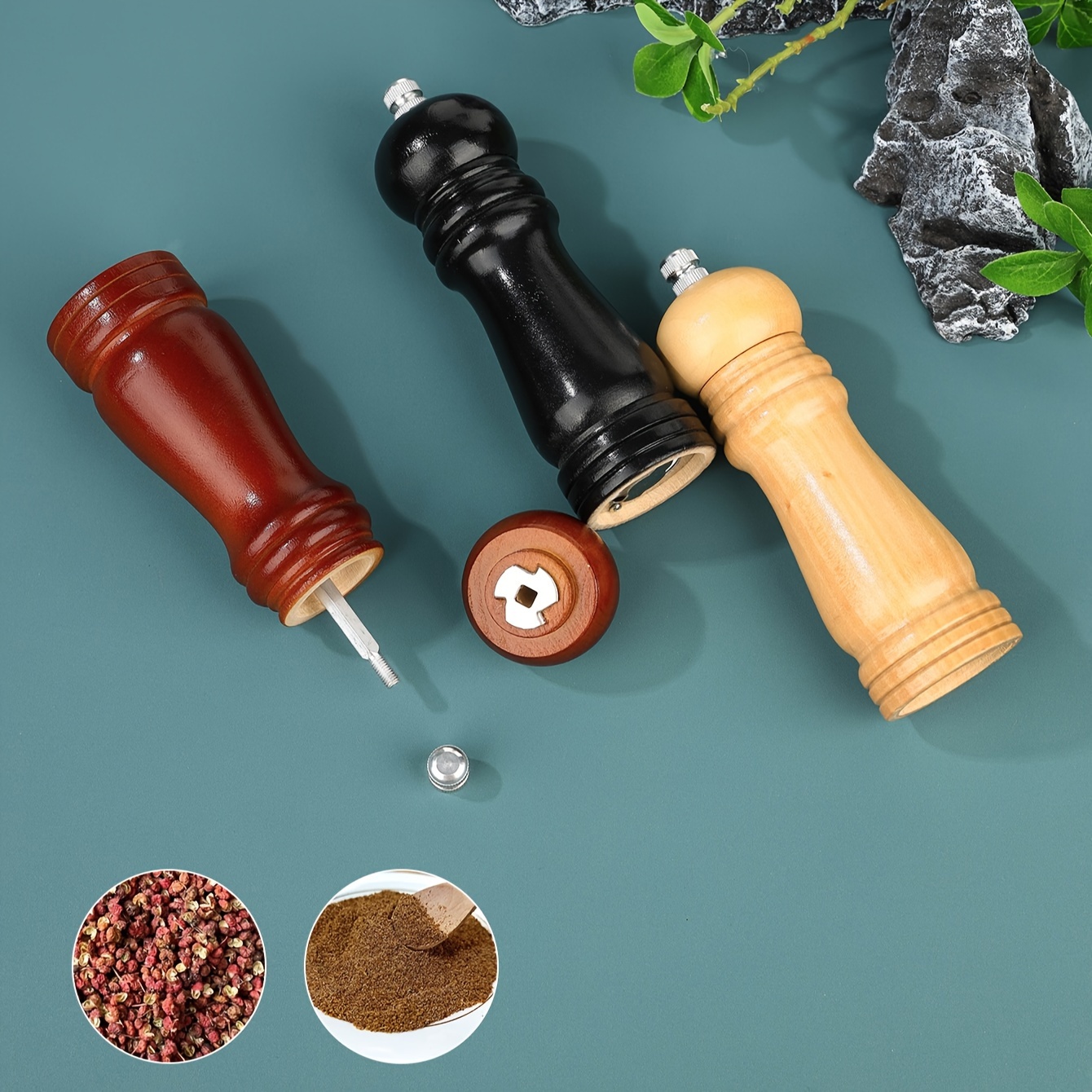 Pepper Grinder Household Sea Salt Ginder Wooden Spice - Temu United Kingdom