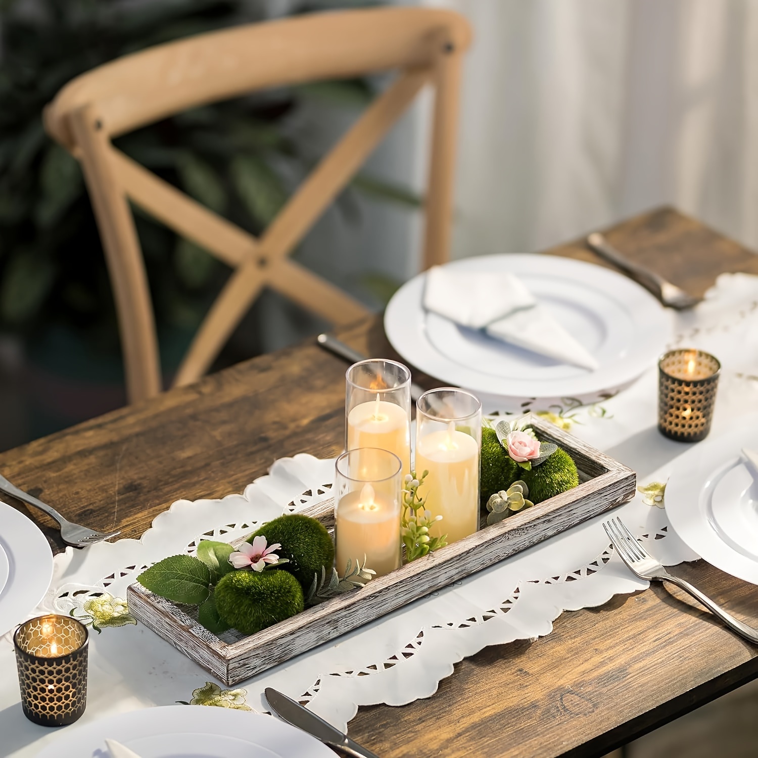 rustic decorative wood tray wooden long narrow tray holder Temu