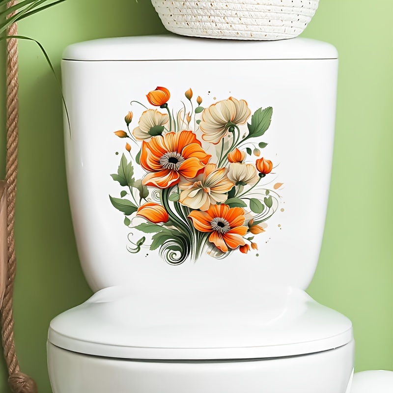1pc Creative Floral Toilet Sticker Bathroom Toilet Seat - Temu United ...