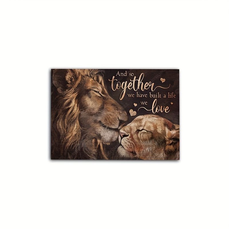 Lion Canvas Painting Together Built A Life Love Printmaking - Temu ...