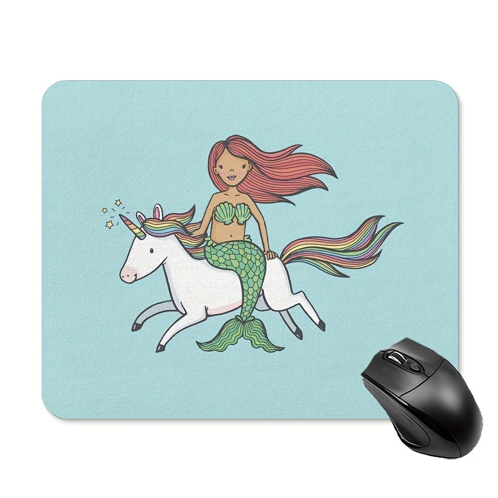 Computer Mouse Pad Cute Mermaid Girl Riding A Unicorn - Temu Denmark