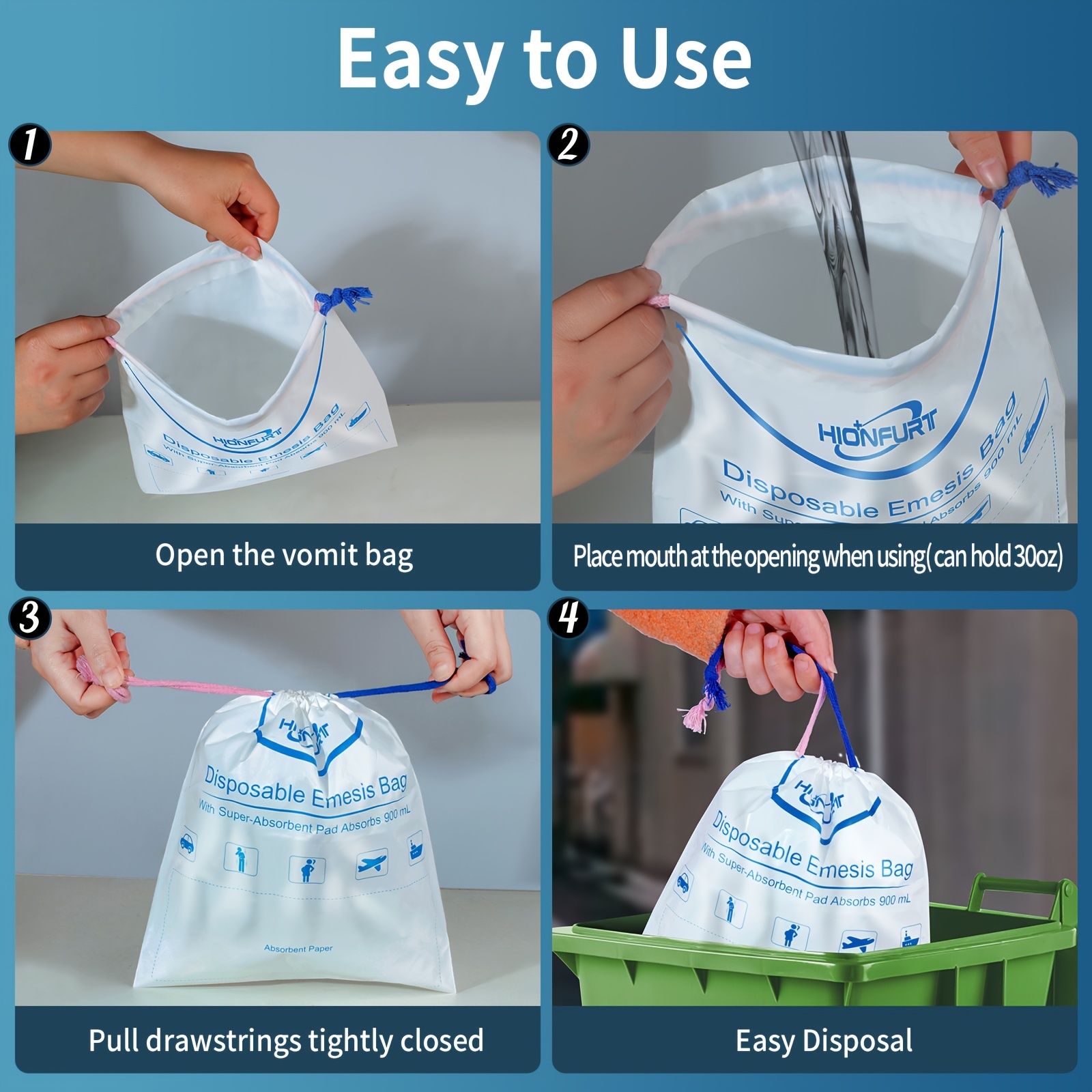 12/26pcs Disposable Absorbent Vomit Bags, Emesis Bags - Turns Vomit ...