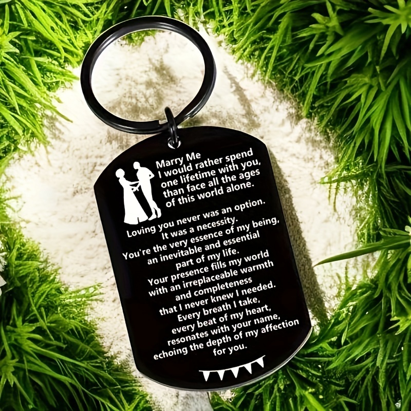1pc Keychain With Engraving Letters - Marry Me I Would Rather Spend One ...