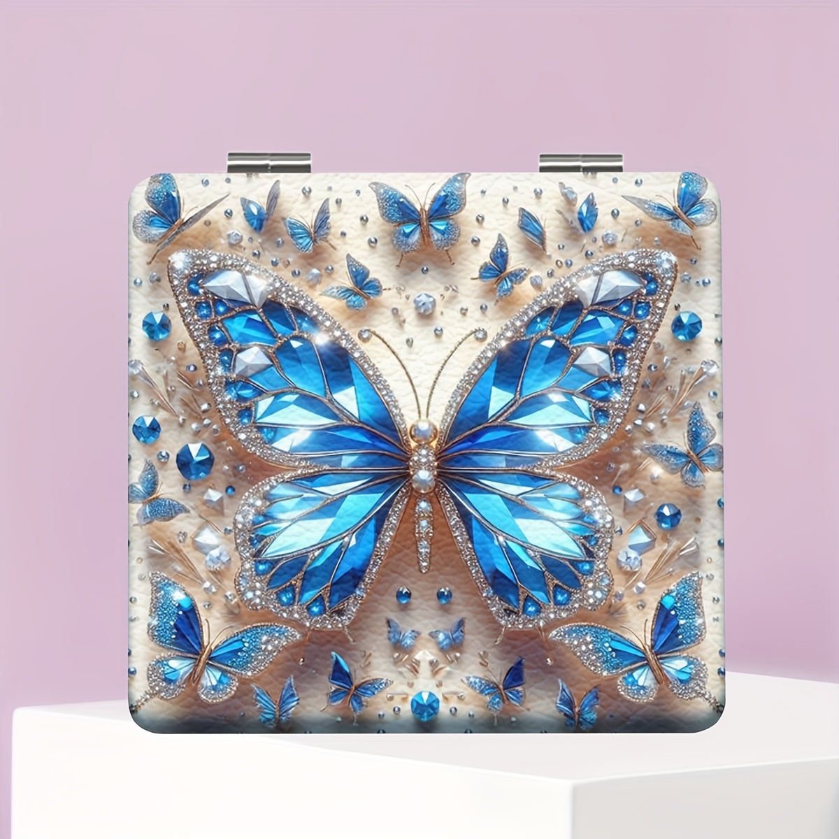 Luxury Vintage Butterfly Compact Mirror Animal Themed Glass - Temu