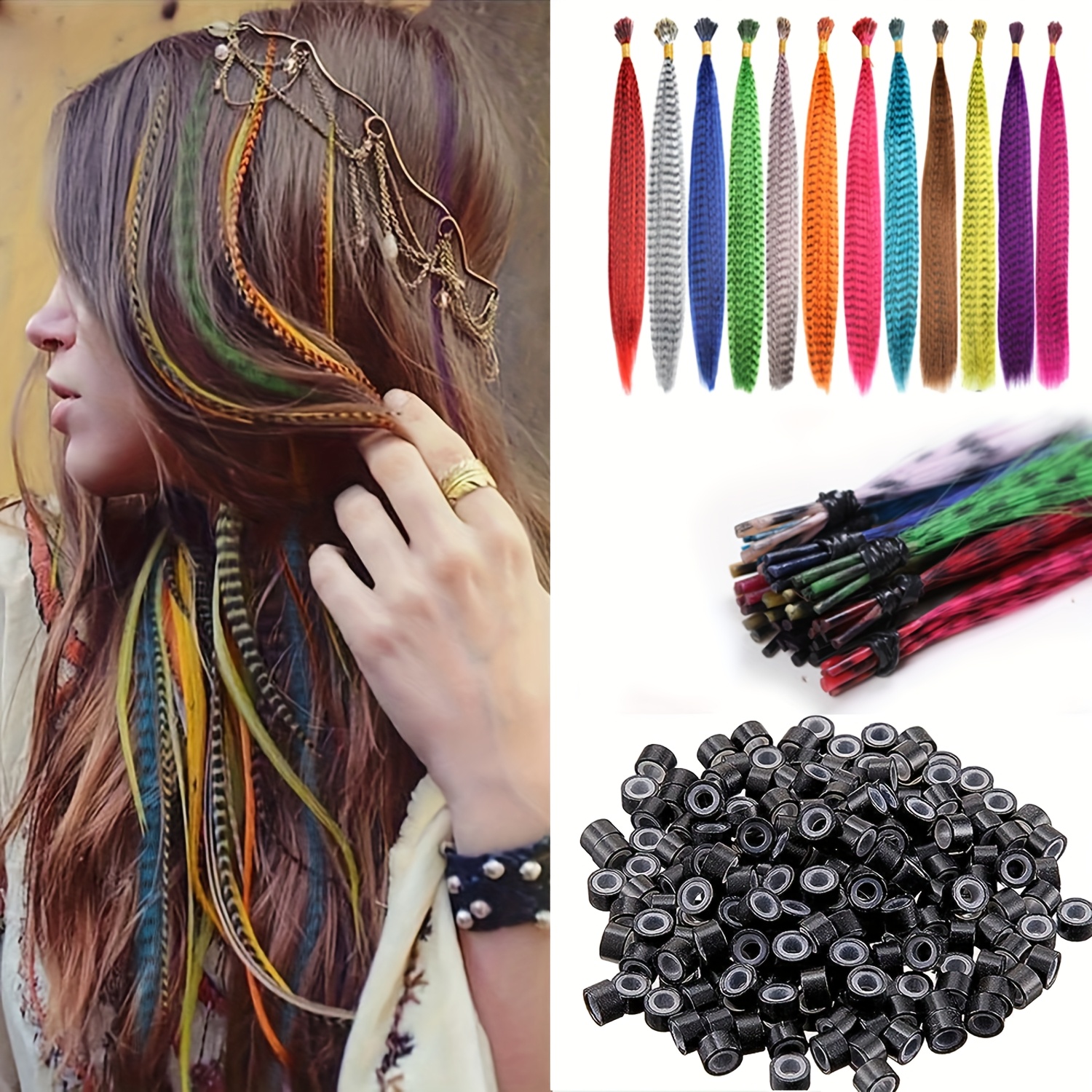 feathers for hair sold on Temu United States