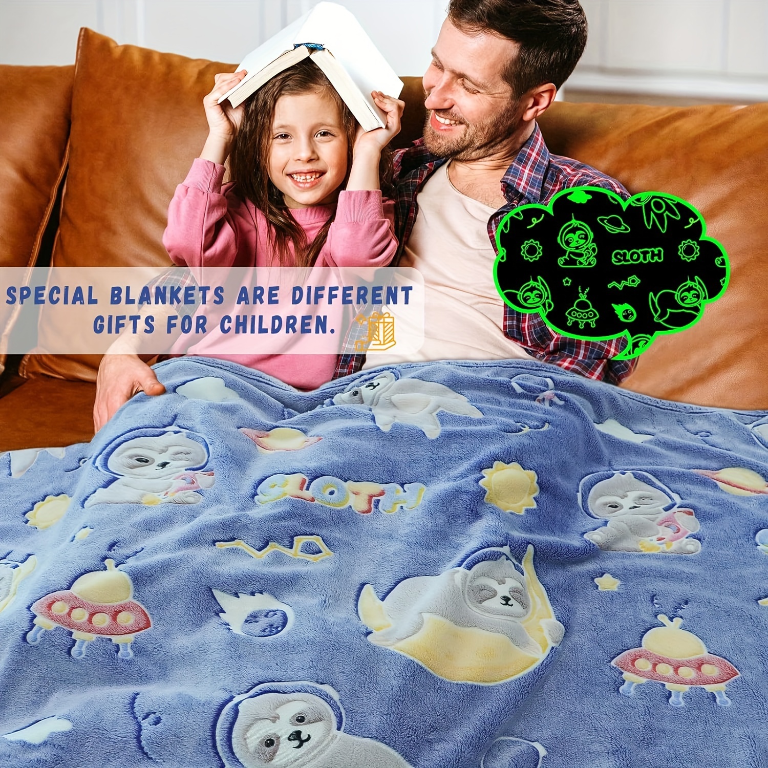 Preppy Style Glow In Dark Sloth Throw Blanket Soft 100% - Temu Australia