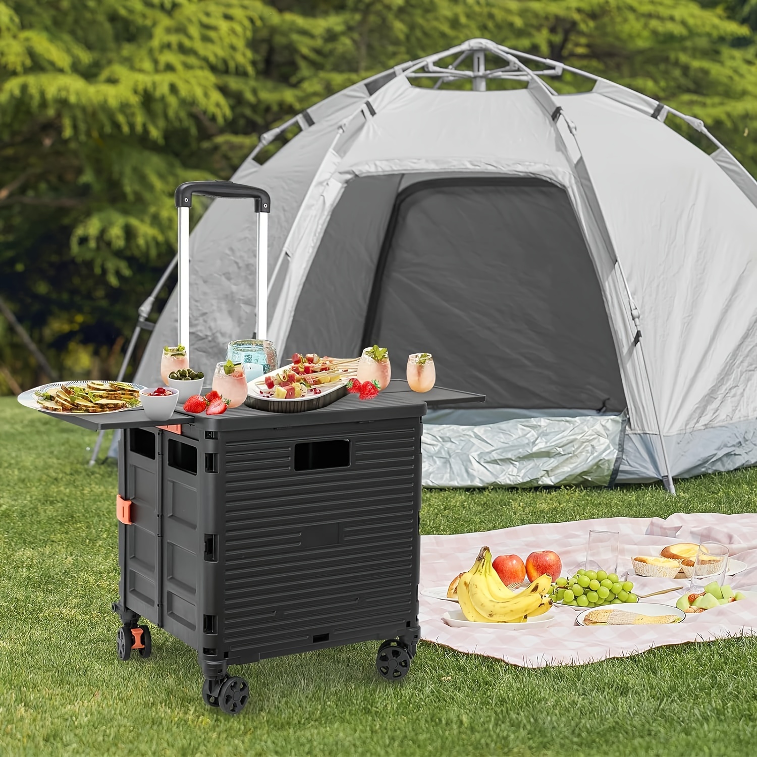 Folding Utility Cart Portable Rolling Crate - Temu