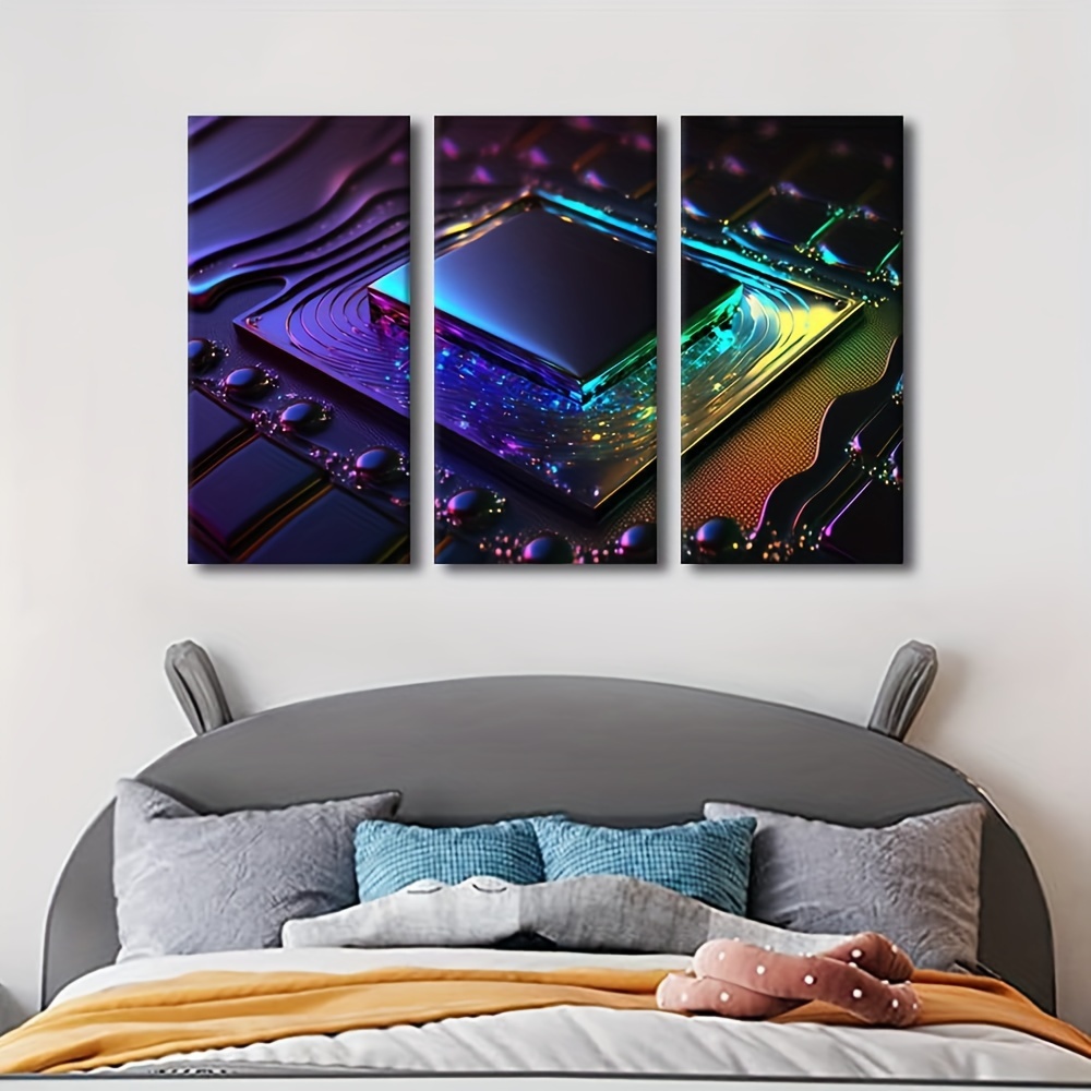 3 panel Ai Wall Art Canvas Prints Computer Processor Poster - Temu