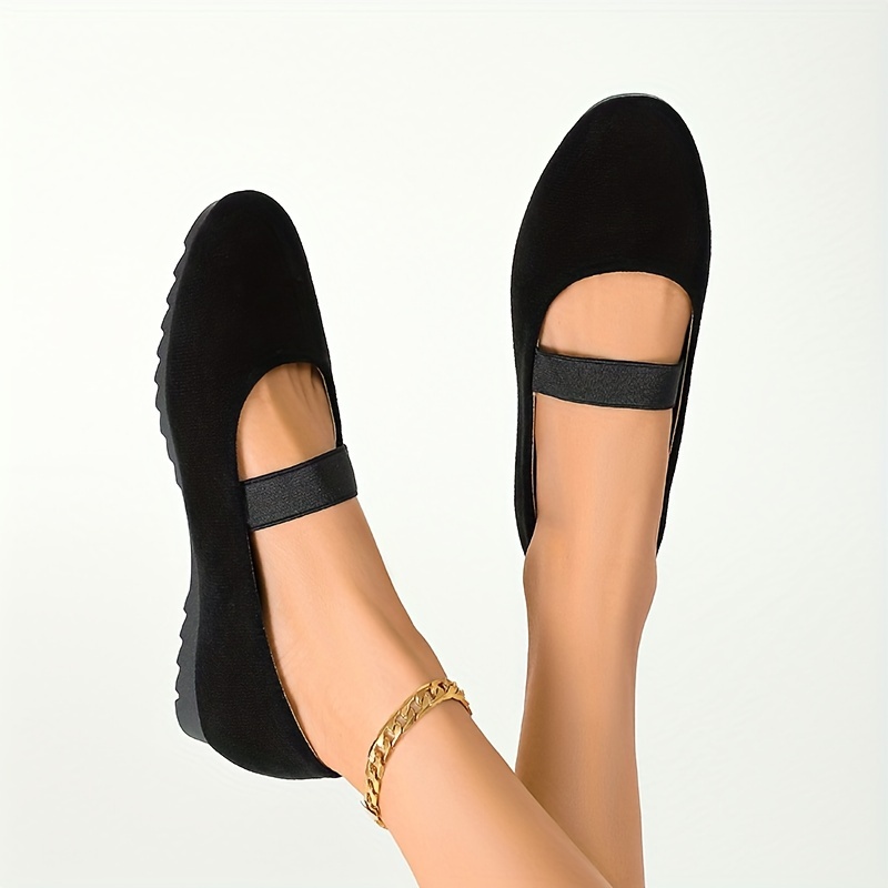 Elastic Strap Flat Shoes Women s Comfy Solid Color Round Toe - Temu New ...