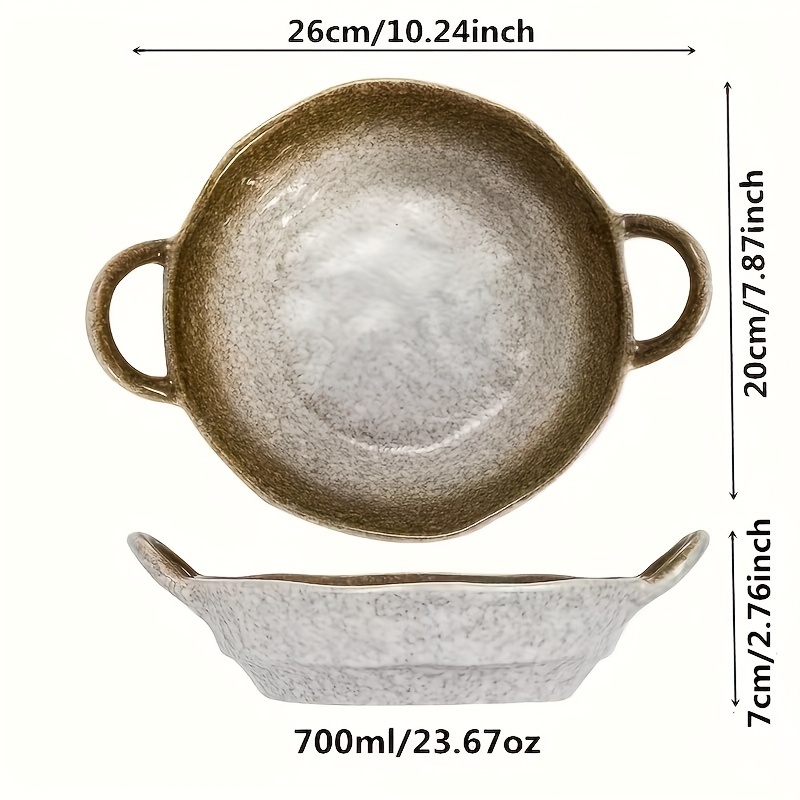 Ceramic Tableware Double Ear Plate Pasta Plate Salad Plate - Temu ...