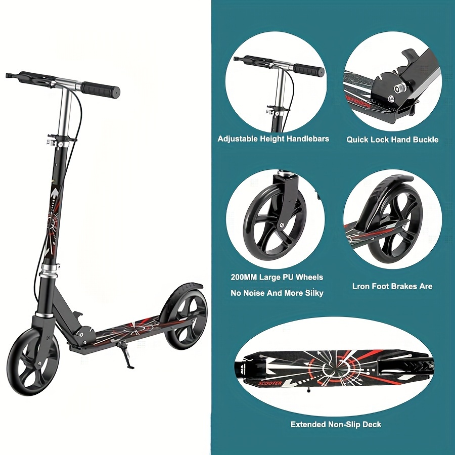 Double Brake Foldable Youth Scooter, Maximum Load Capacity Of 220lb ...