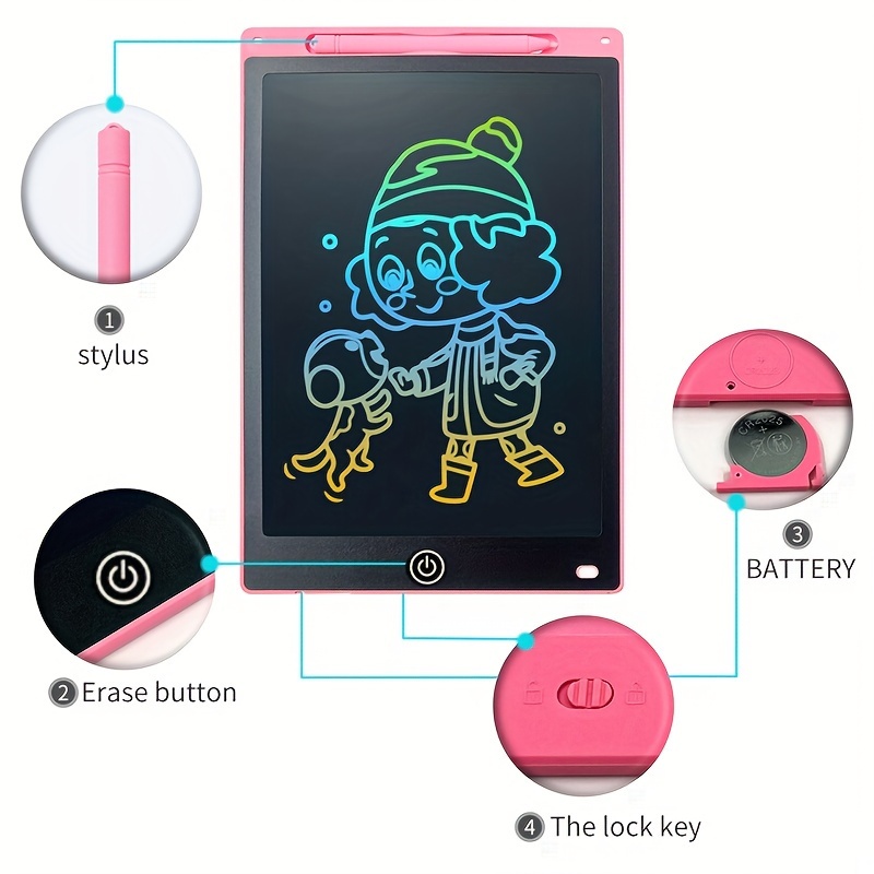 1pc Lcd Colorful Writing Tablet Drawing Board, Portable Educational Toy ...