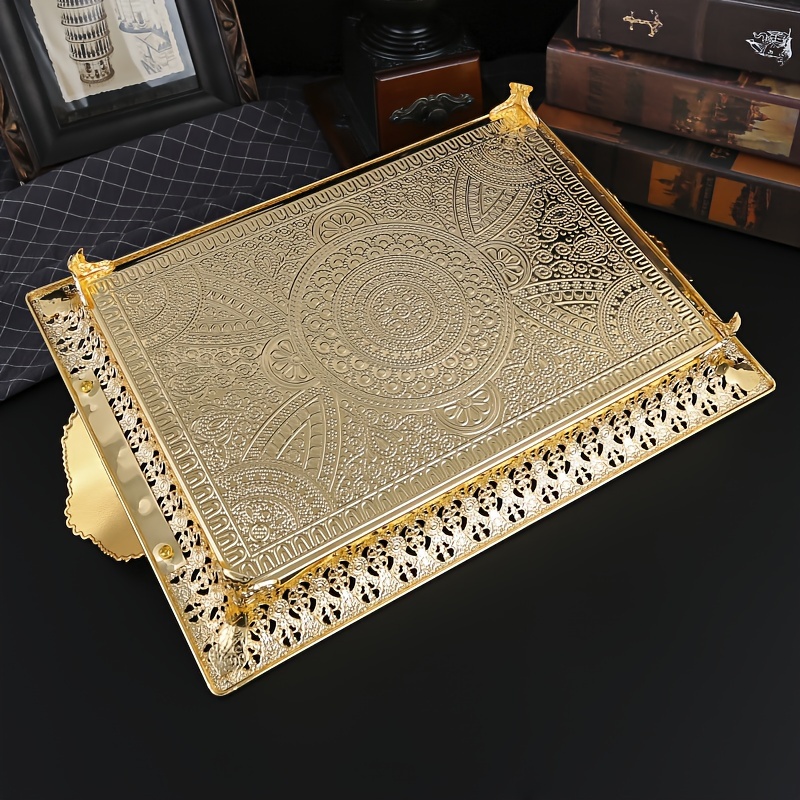 Elegant Cast Iron Serving Tray Ornate Handles Middle Eastern - Temu