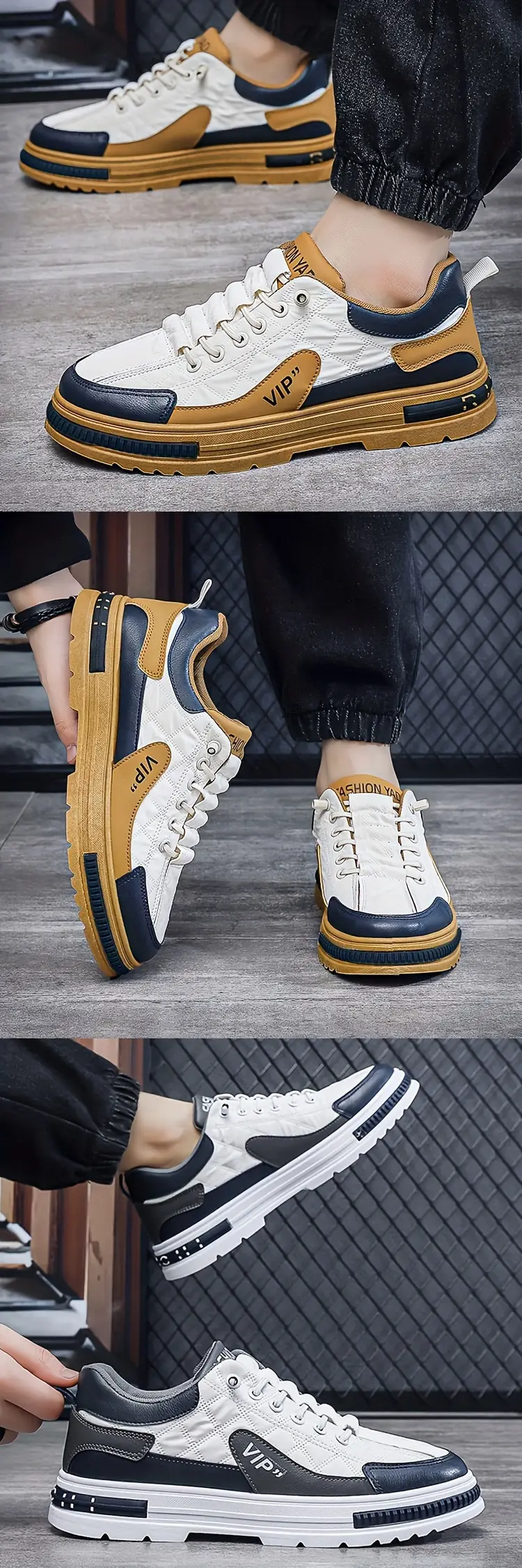 조절 가능한 버클이 있는 남성용 트렌디 컬러 블록 스케이트보드 신발 야외 산책 조깅 여행용 미끄럼 방지 로우 탑 올 시즌 편안함 Temu Korea