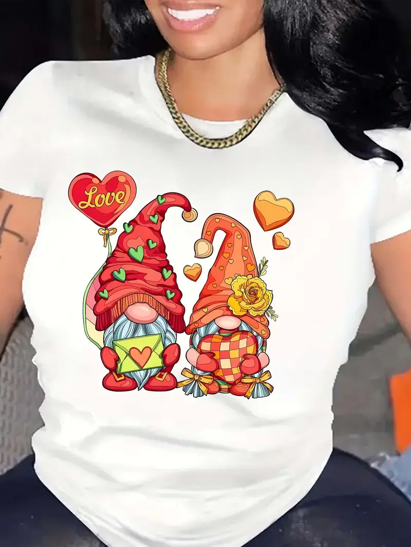 Gnome Print Crew Neck T Shirt Casual Short Sleeve T Shirt Temu