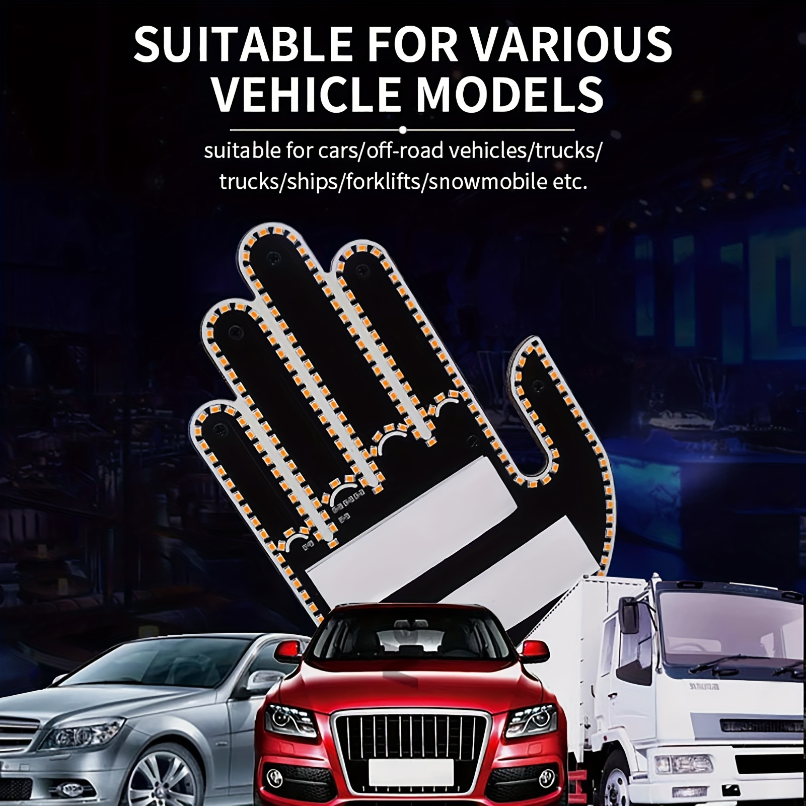 Led Car Gesture Light With Remote - Hand & Finger Signs For Rear Window ...