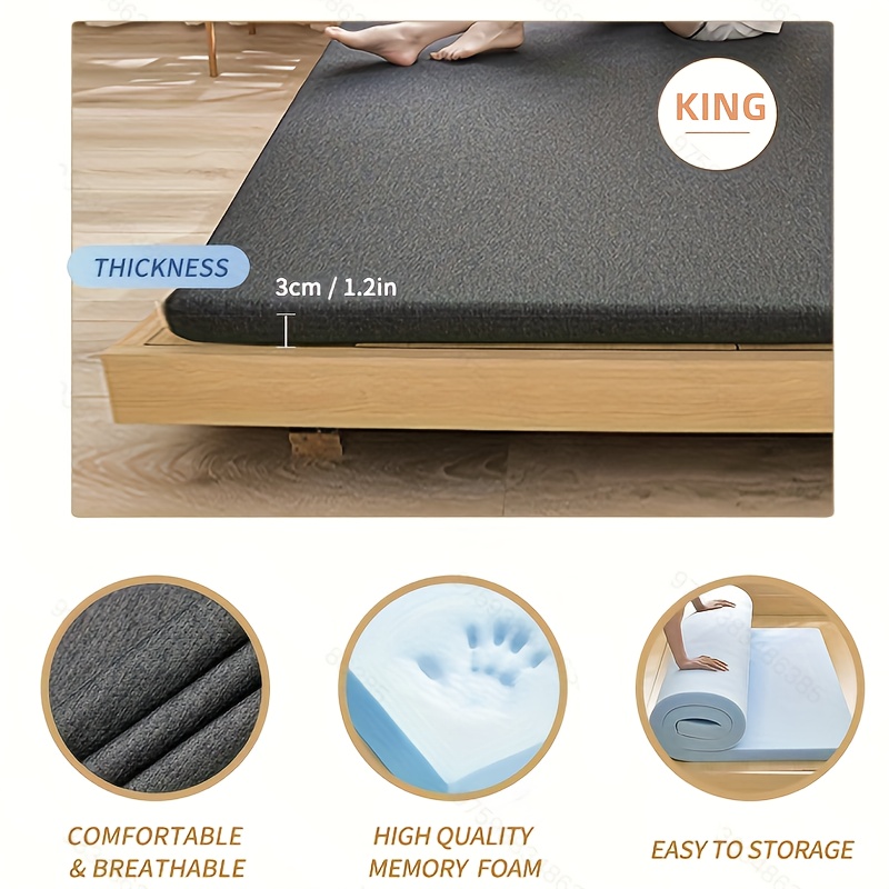 Bamboo Charcoal Infusion Memory Foam Mattress Topper (1 - Temu United ...