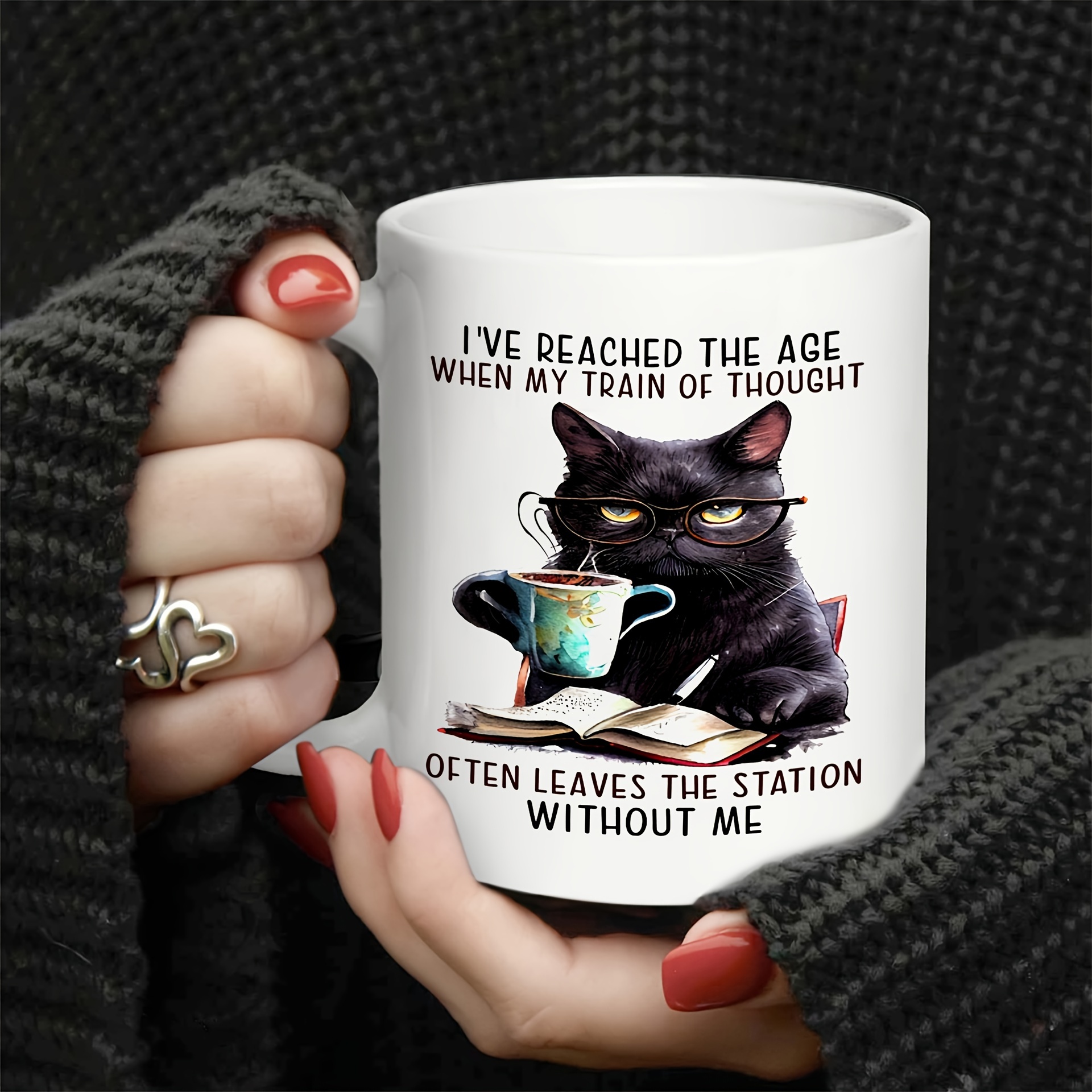 Cat Book Coffee Mug Ceramic Coffee Cups 've Reached Age - Temu