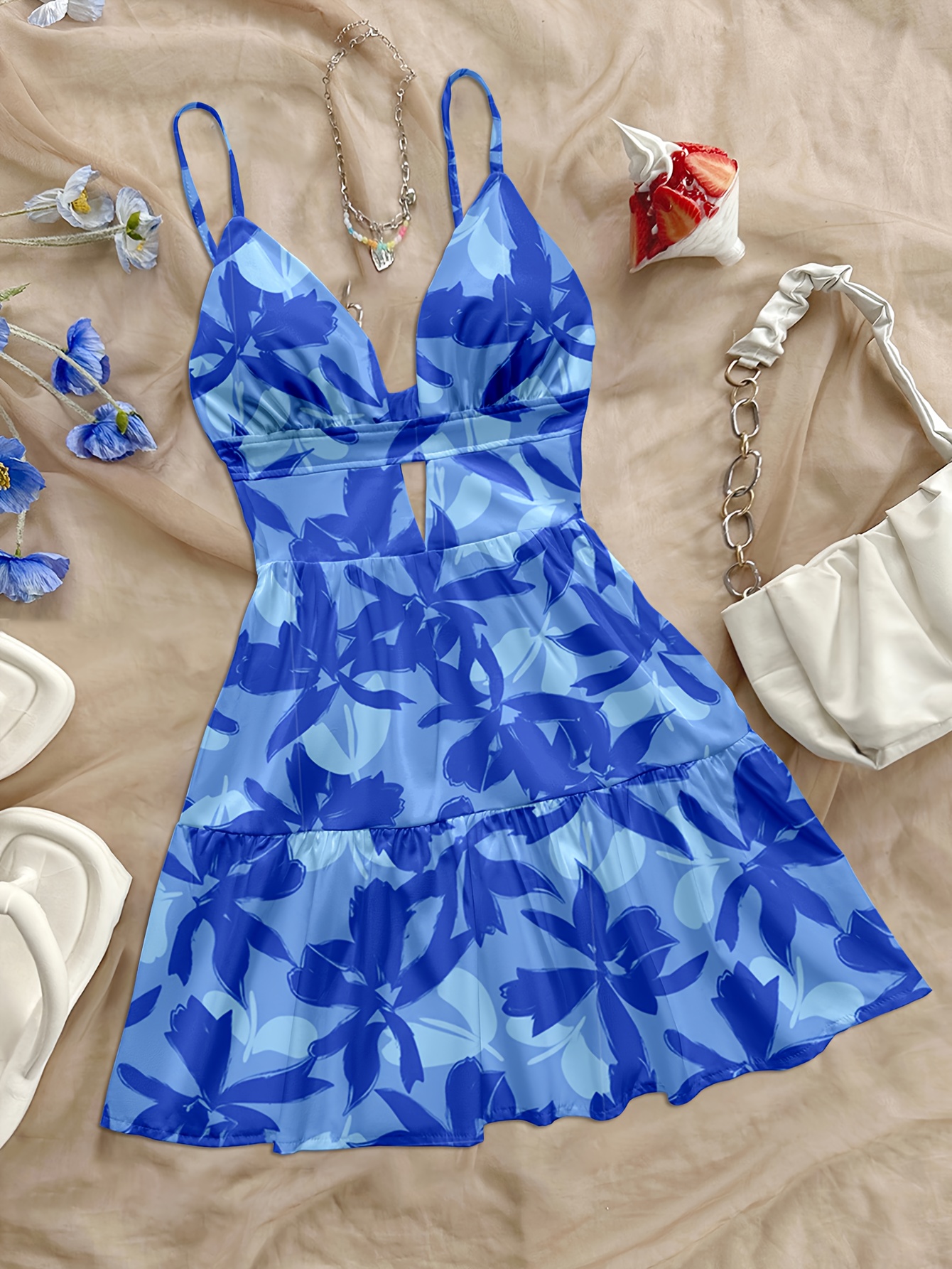 women leaf print dress sold on Temu United States