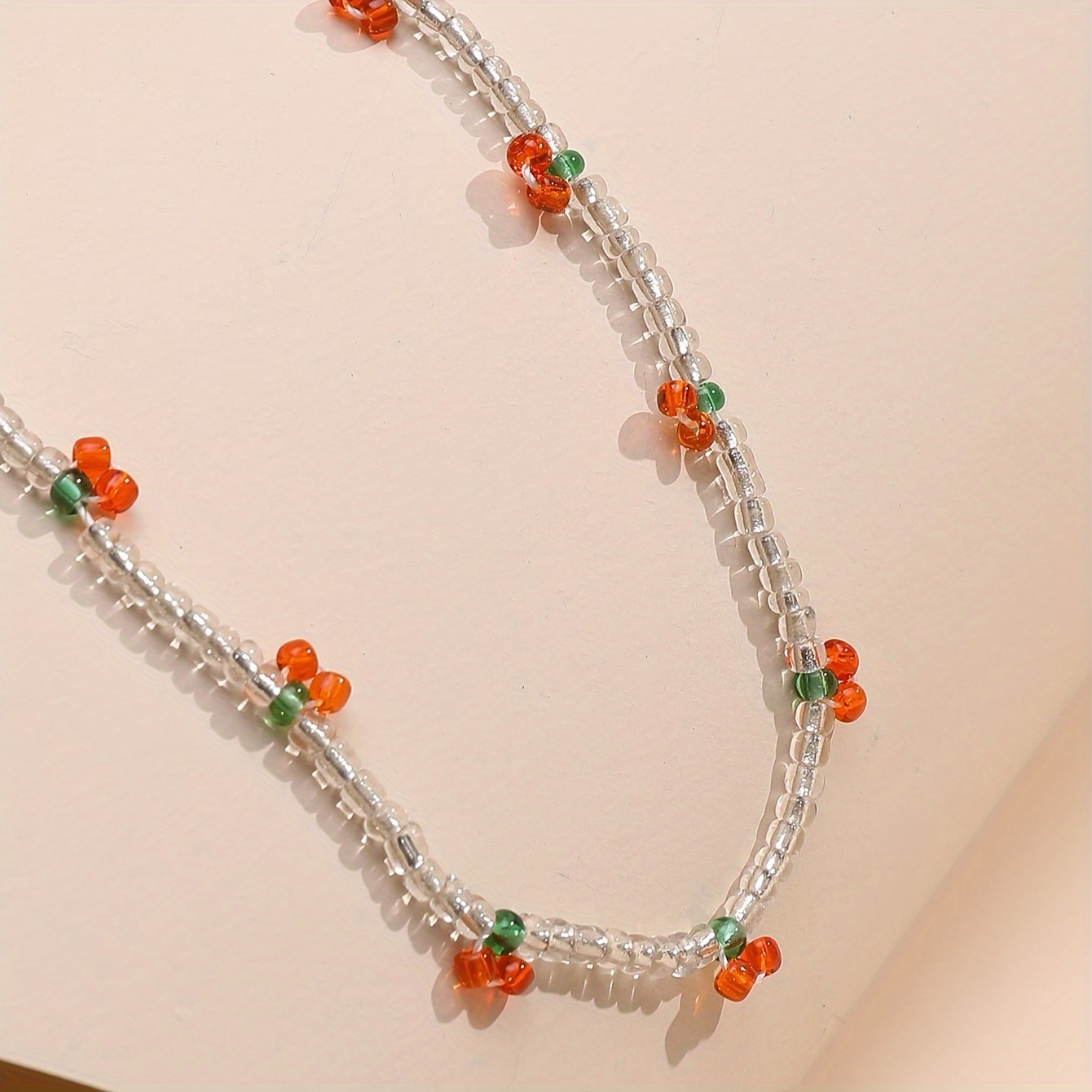 small flower rice beads necklace handmade beaded clavicle - {region_name}