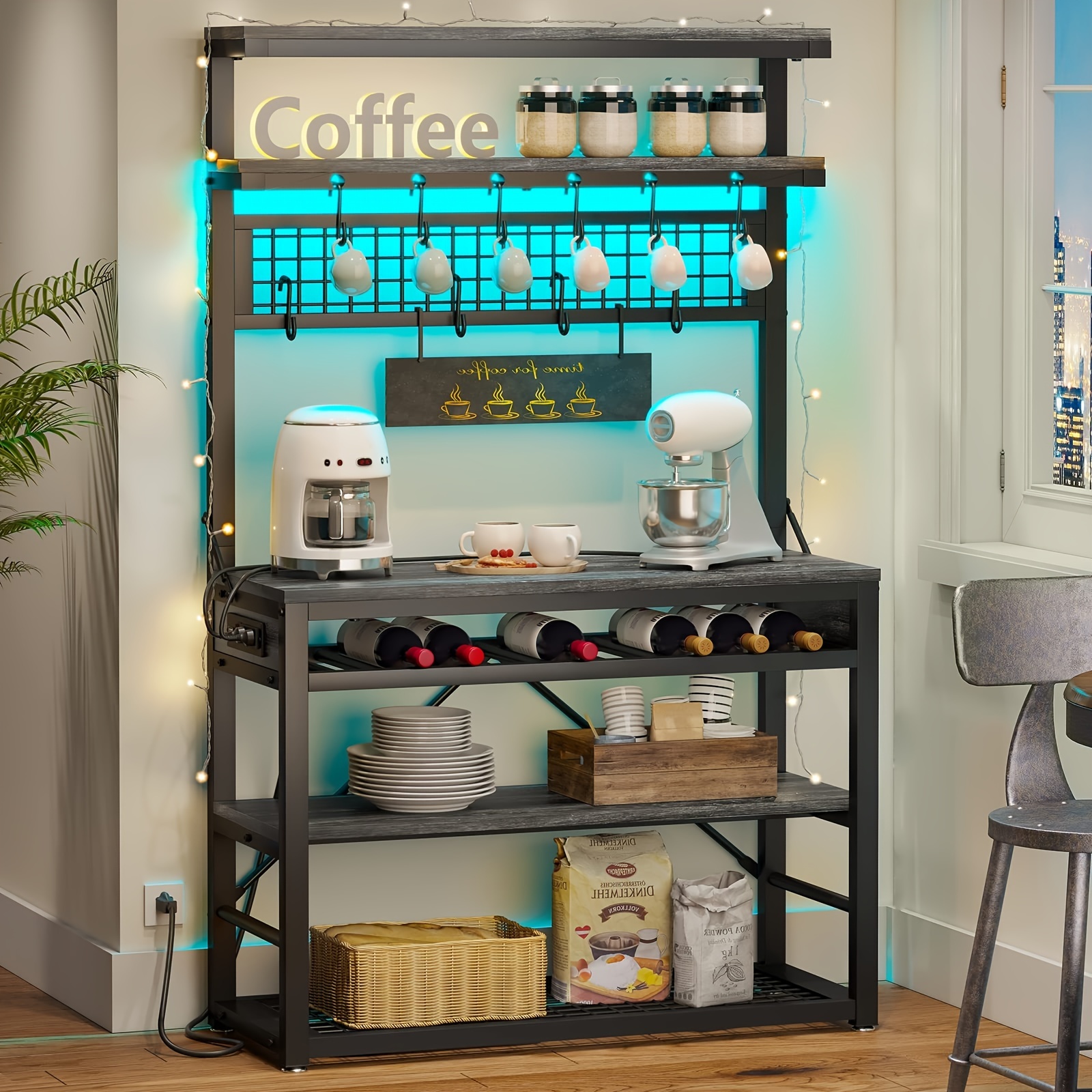 Bakers rack for coffee bar store