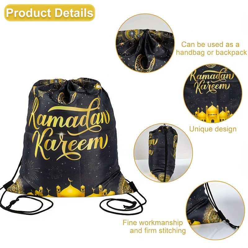 1pc, Polyester Ramadan Gift Bags With Drawstring Eid Mubarak Goodie ...