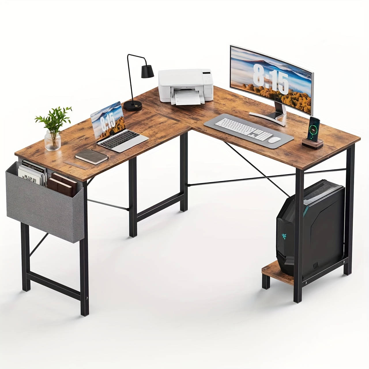 l shaped computer desk corner gaming table reversible Temu