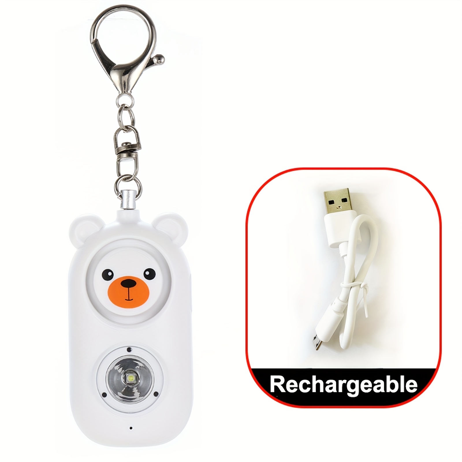 rechargeable 130db personal safety alarm keychain led light - Temu ...
