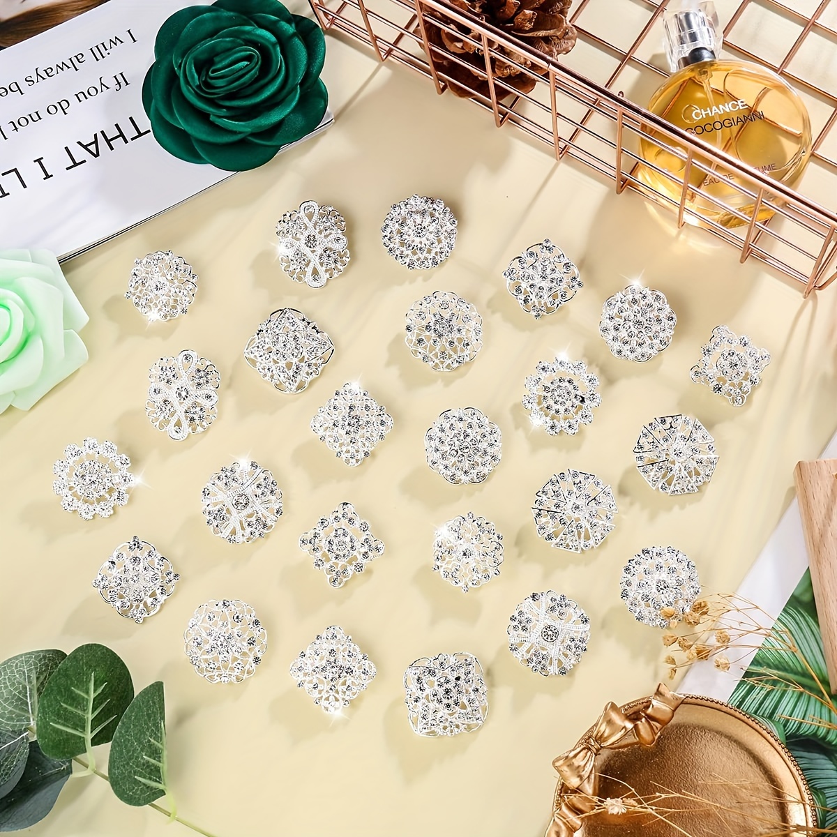 Exquisite Flower Pattern Shiny Rhinestone Inlaid Brooch - Temu United ...