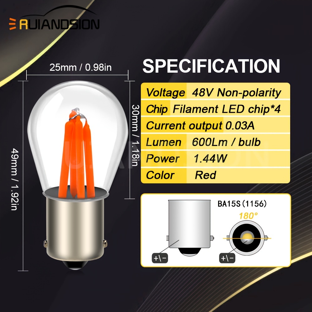 Ruiandsion Ba15s 1156 12v 24v 48v Ac/ Led Bulbs 1141 1003 - Temu United ...