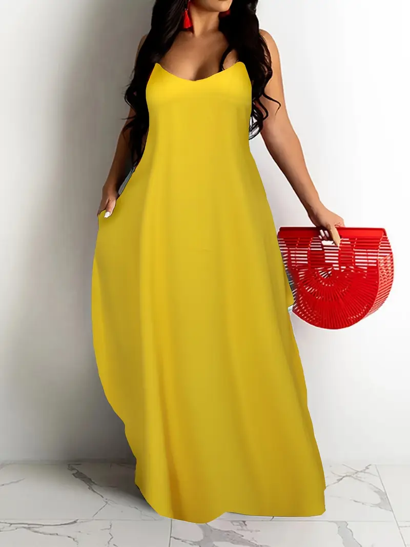 Solid Lace Slip Dress Plus Size Casual Sleeveless Spaghetti Temu