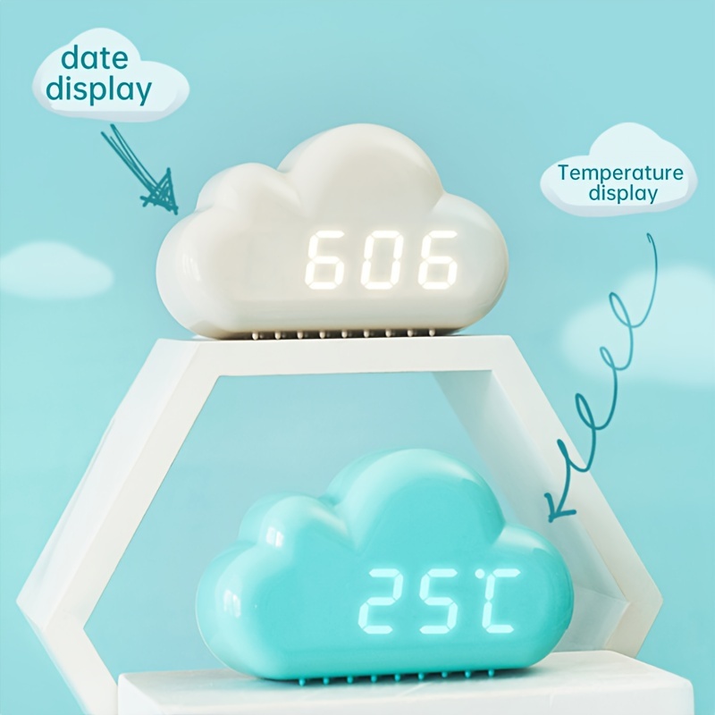 Creative Cloud Shaped Alarm Clock With Led Display Voice Control ...