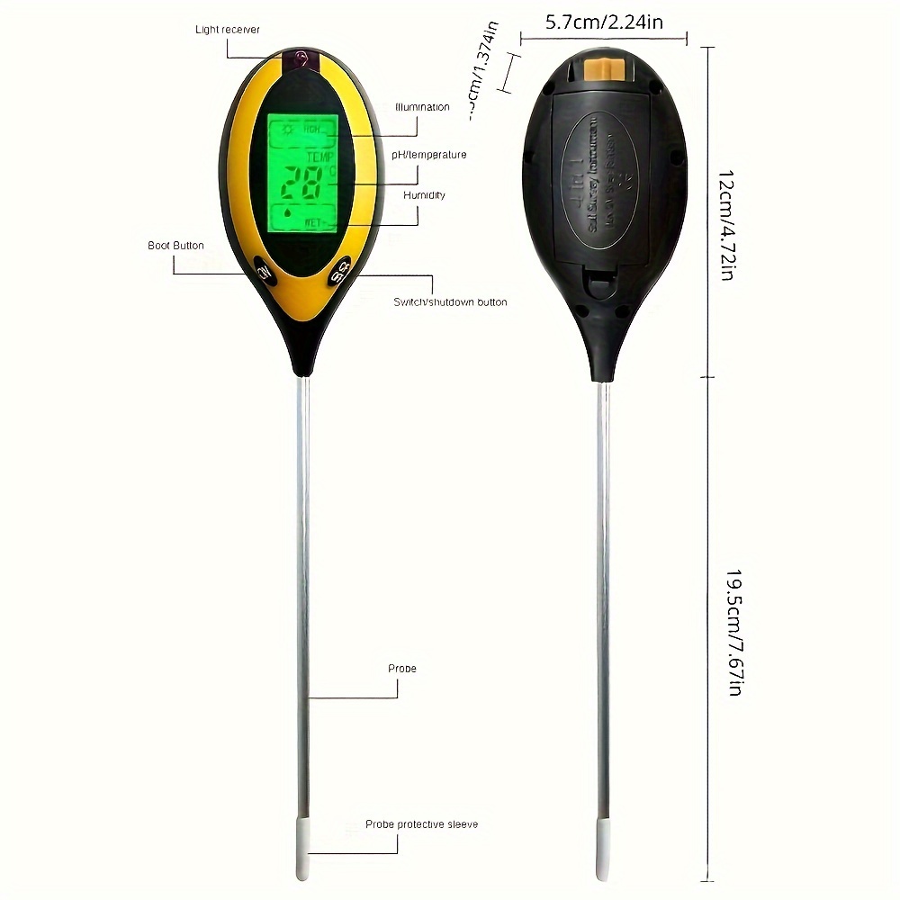 4 in 1 Soil Tester Moisture Ph Temperature Light - Temu