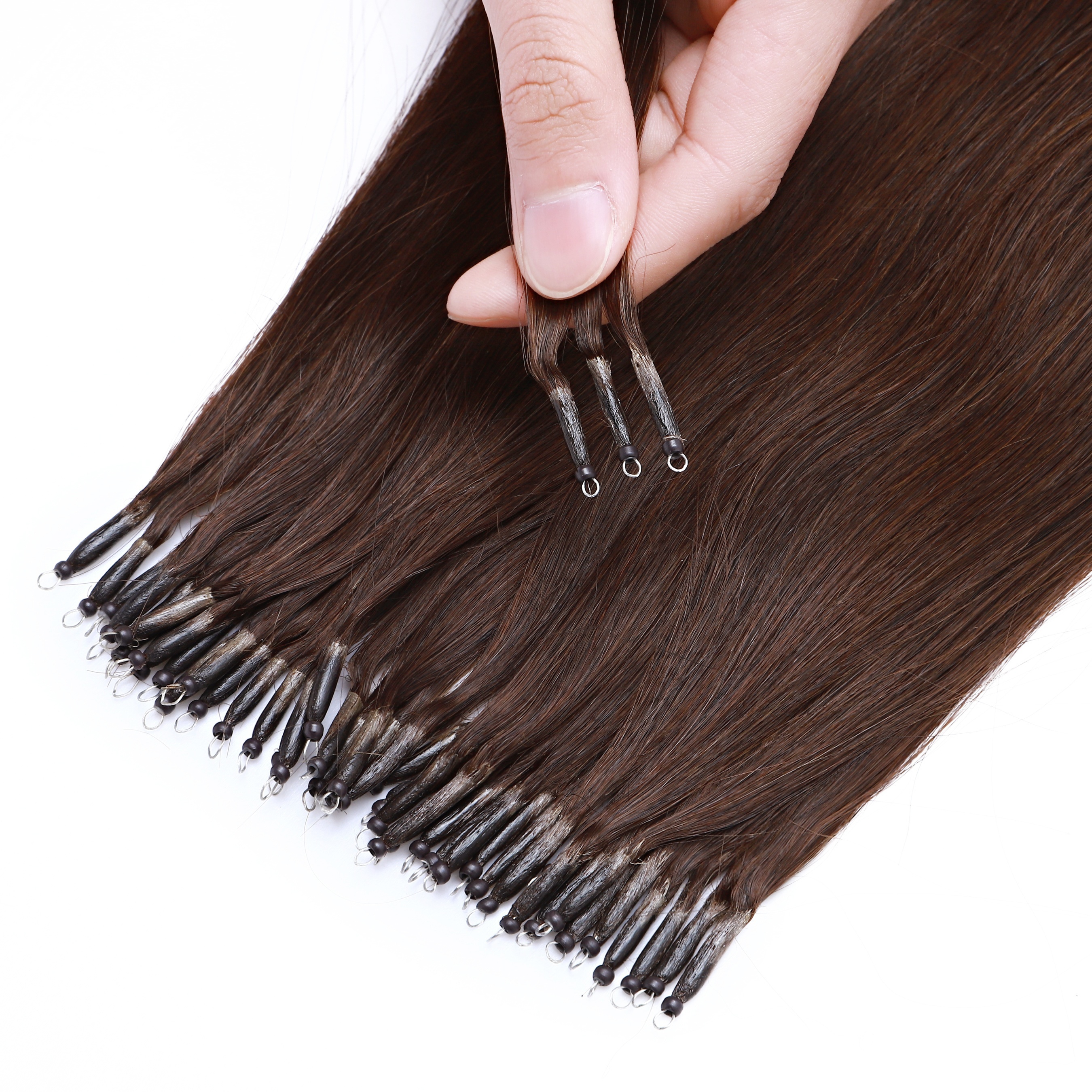 50 Strands Nano Ring Beads 100% Human Hair Extensions Thick - Temu Canada