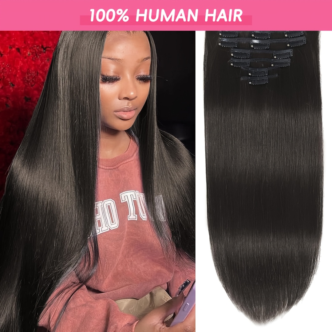 Long clip in hair extensions human hair store